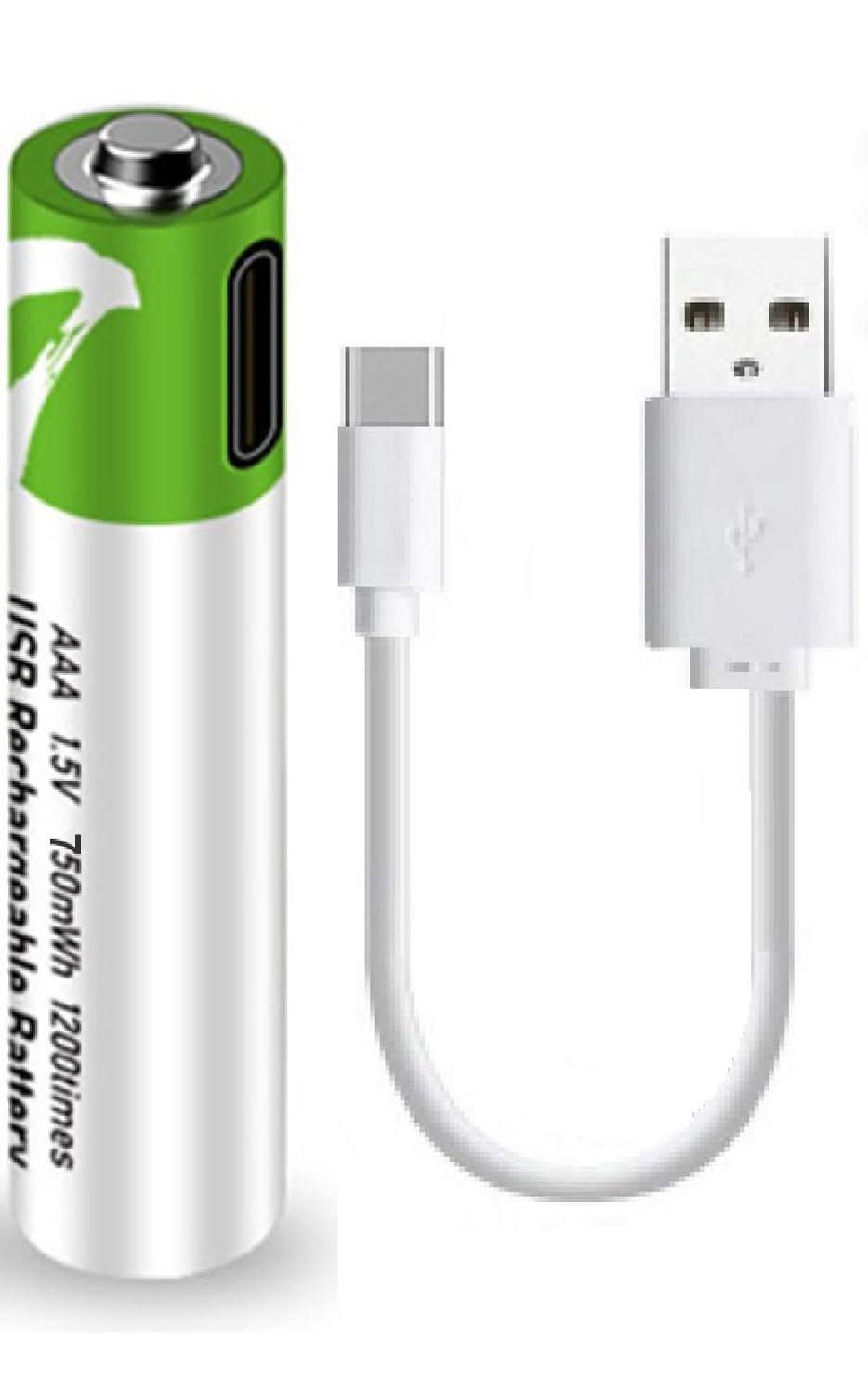 [1 Pack] USB AAA Lithium ion Rechargeable Battery, 1.5V 750mWh Recharg ...