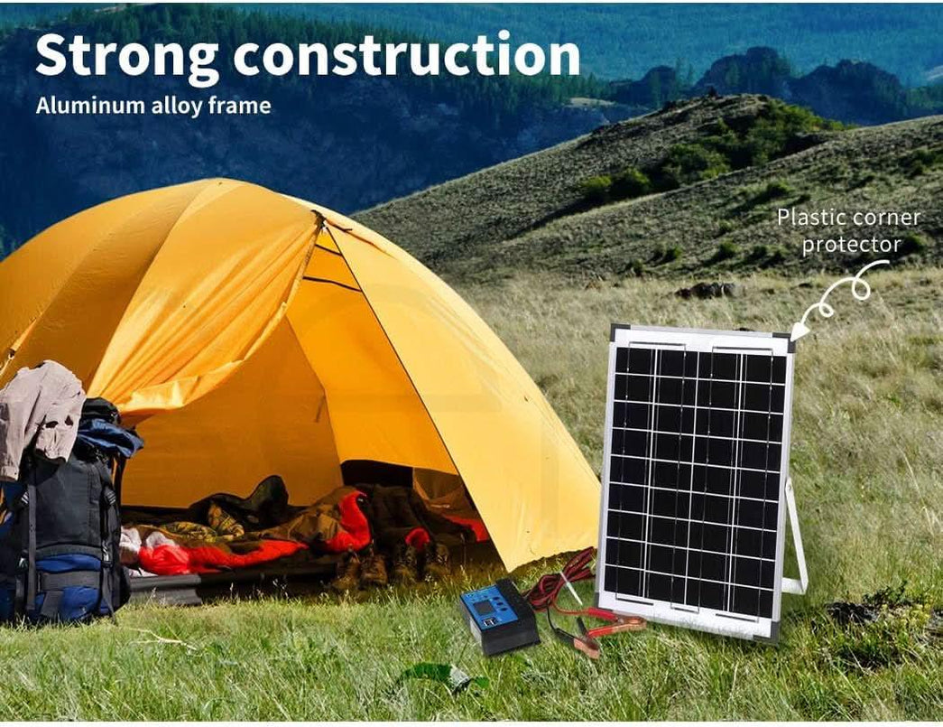 12V 10W Solar Panel Kit Mono Caravan Folding Camping Charging ...