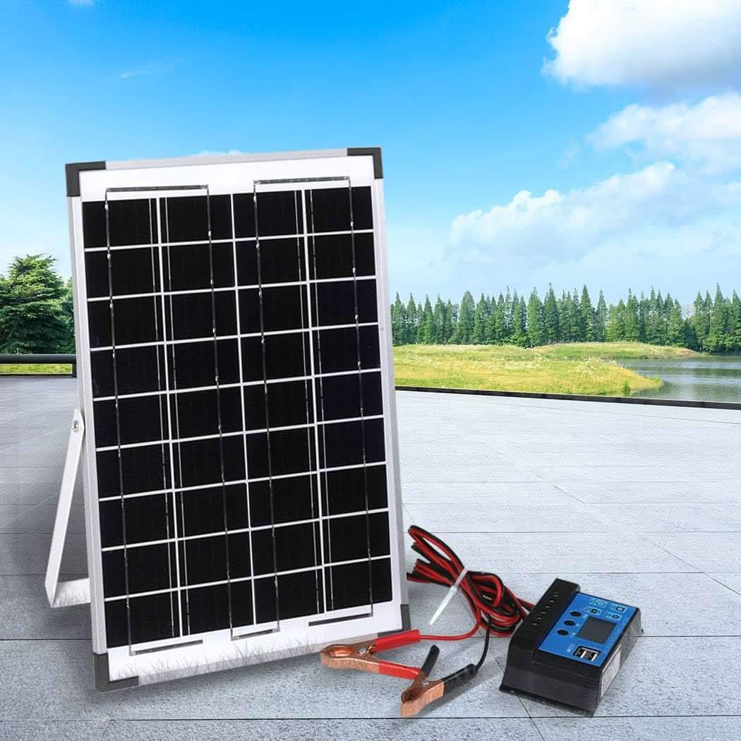 12V 10W Solar Panel Kit Mono Caravan Folding Camping Charging Controll ...