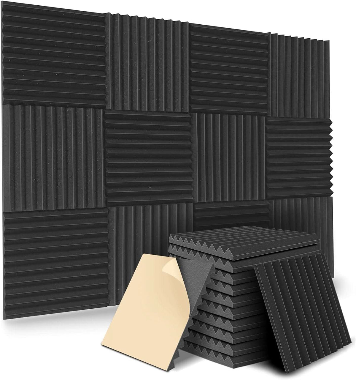48 Pack| Self Adhesive Studio Acoustic Foam Sound Proofing Panel Stron ...