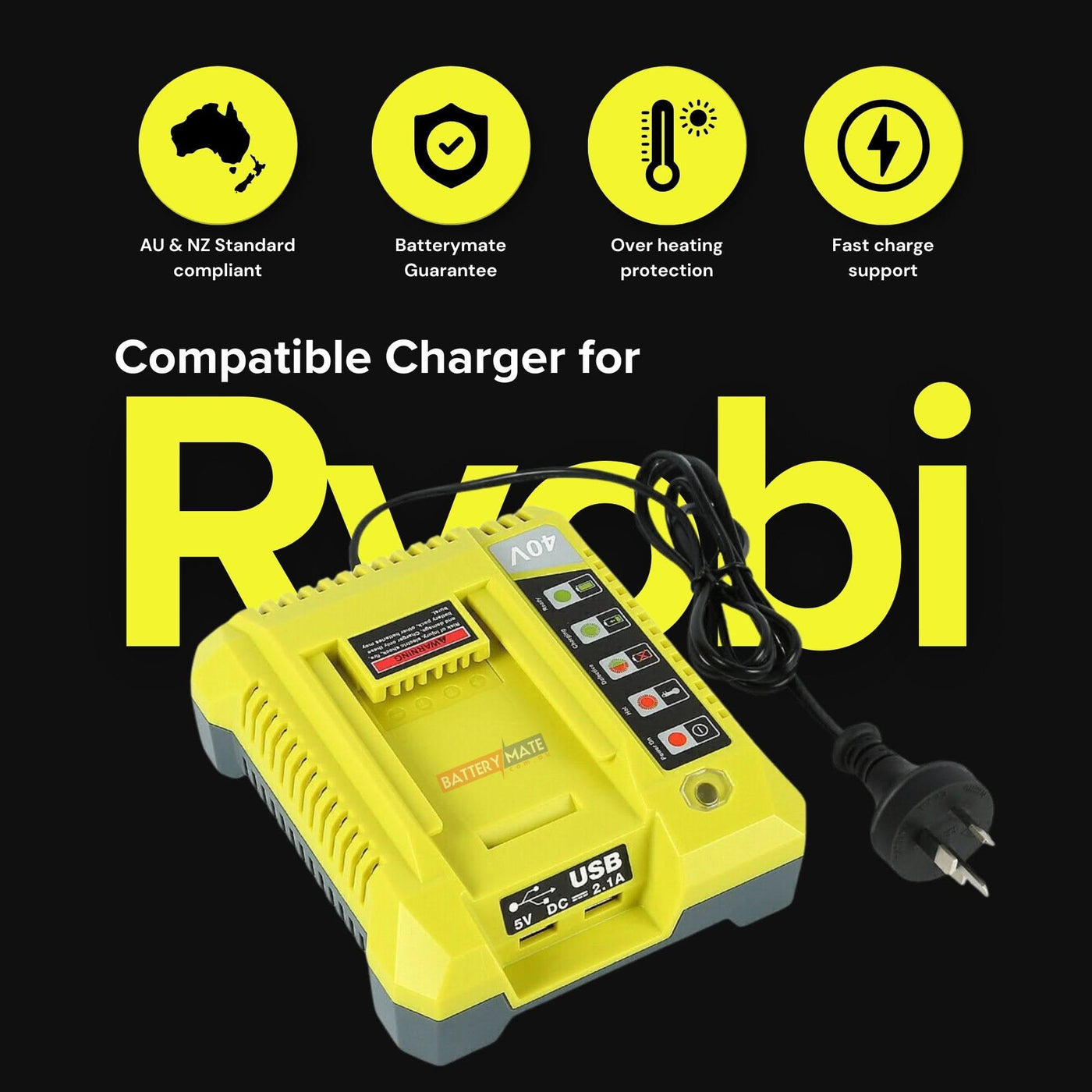 Ryobi 36V & 40V compatible Battery Charger BPL3626 BPL3626D BPL3640 BP ...