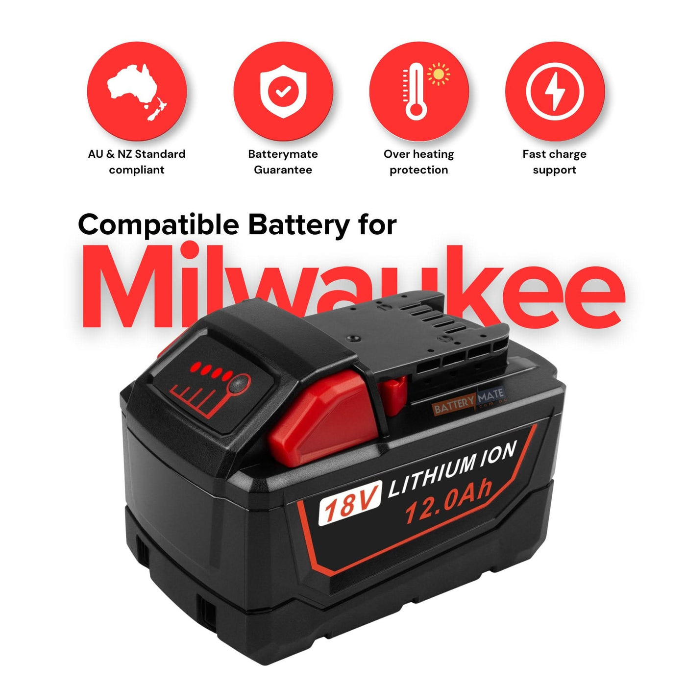 Tavice 12Ah Compatible 18v Battery for Milwaukee M18 Li-ion Extended B ...