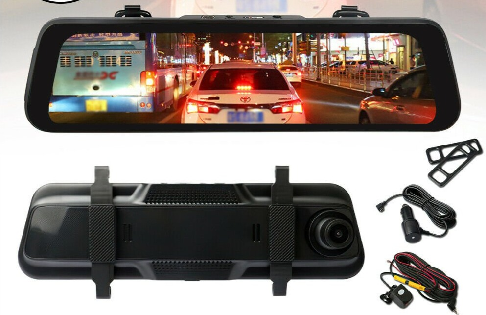 10" 1080P Touch Screen Rear View Mirror Car Dash Cam Reversing Recorder ...
