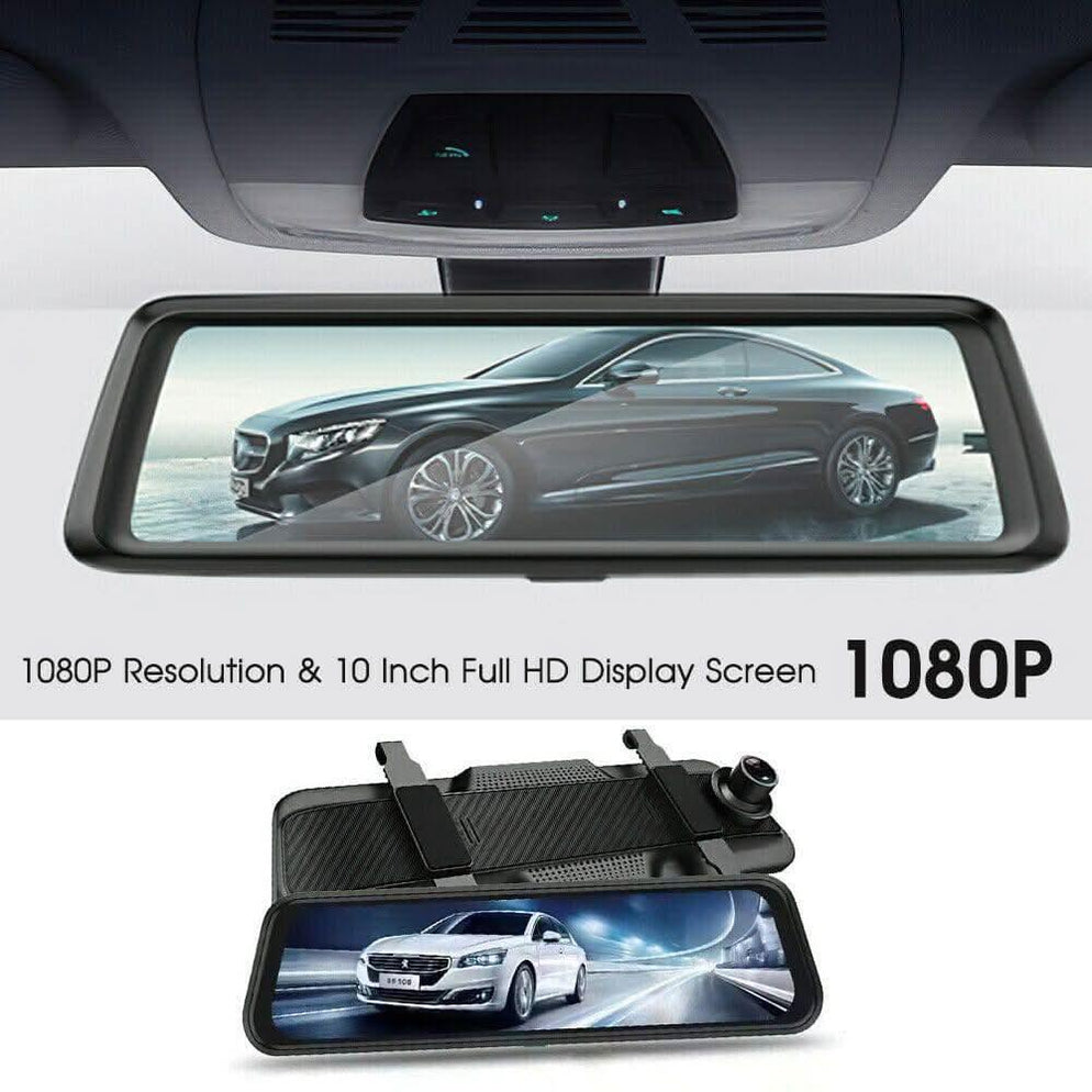 10" 1080P Touch Screen Rear View Mirror Car Dash Cam Reversing Recorder ...