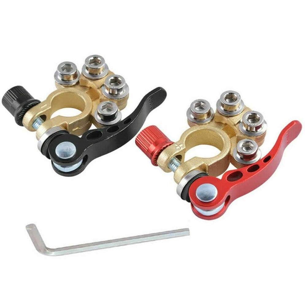 [2 Pack] 4-Way Positive Negative Battery Terminal Connectors Clamp Car ...