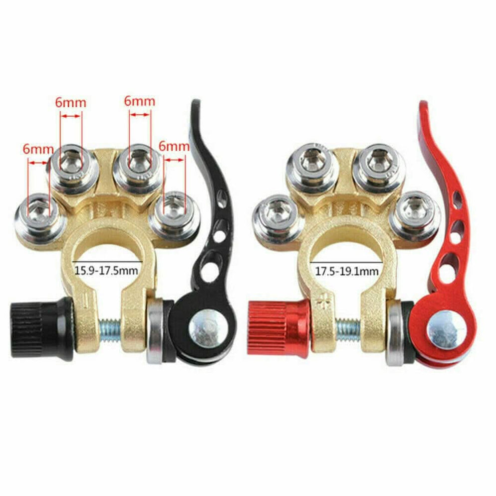 [2 Pack] 4-Way Positive Negative Battery Terminal Connectors Clamp Car ...