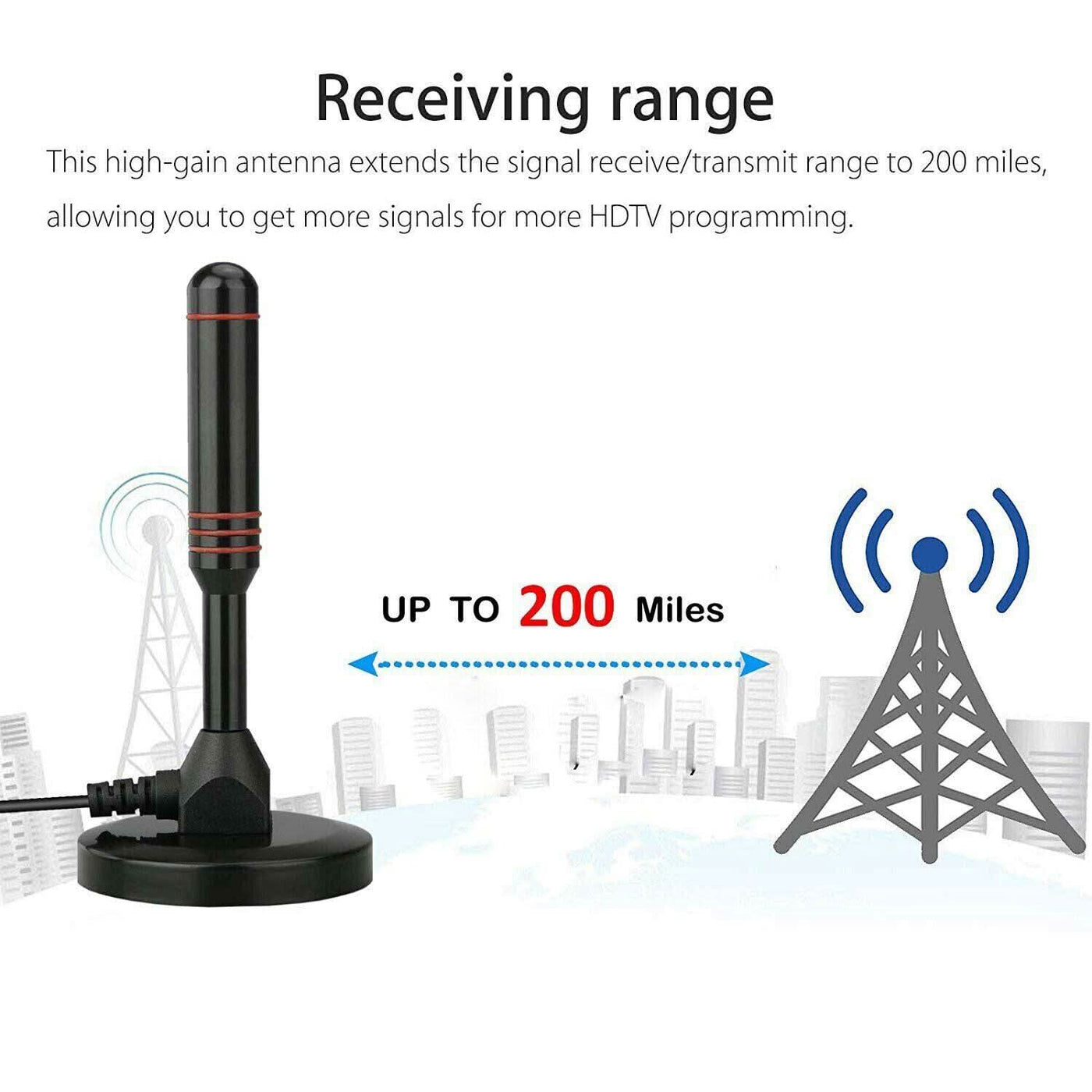 200 Mile Portable TV Antenna Indoor Outdoor Caravan Digital Freeview ...