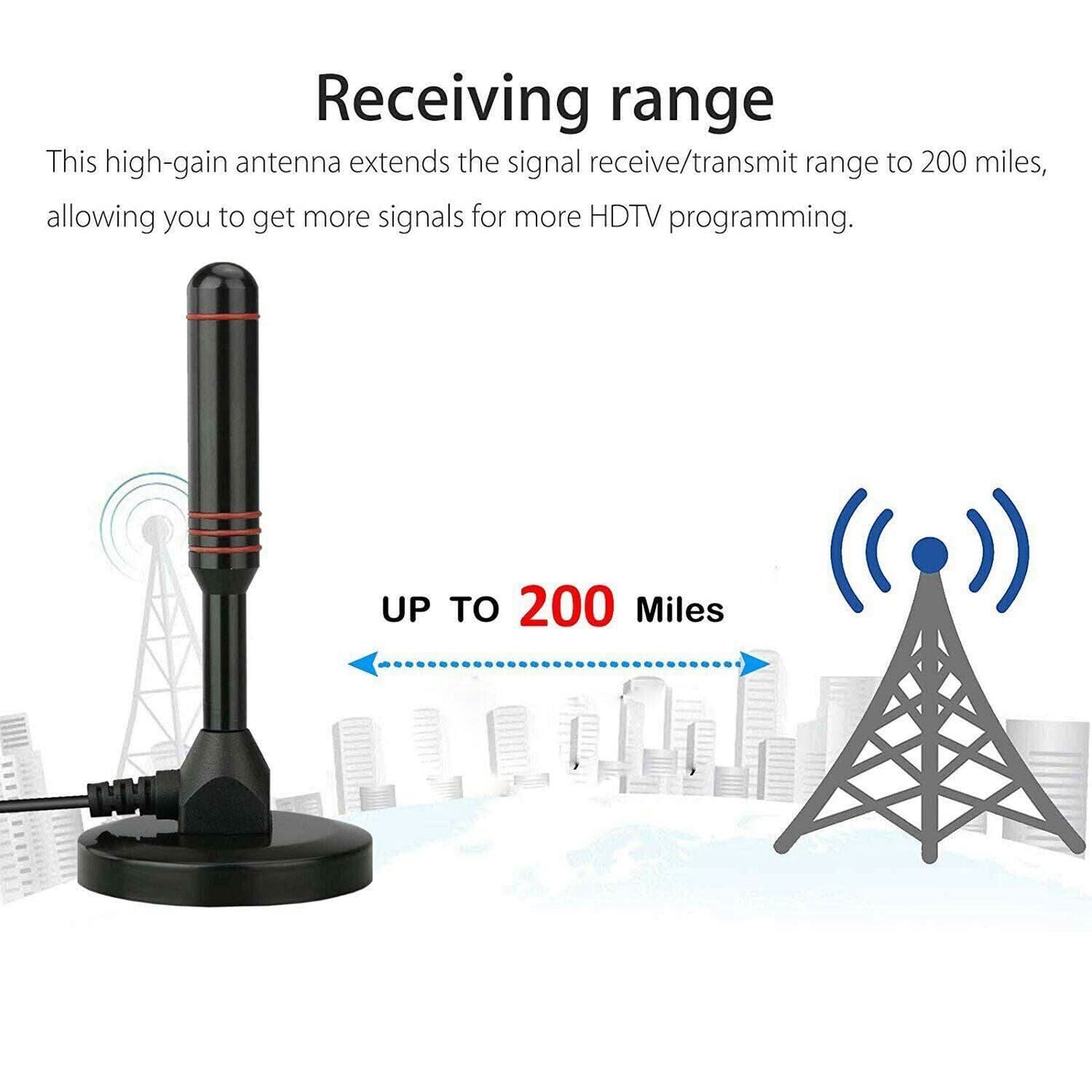 200 Mile Portable TV Antenna Indoor Outdoor Caravan Digital Freeview ...