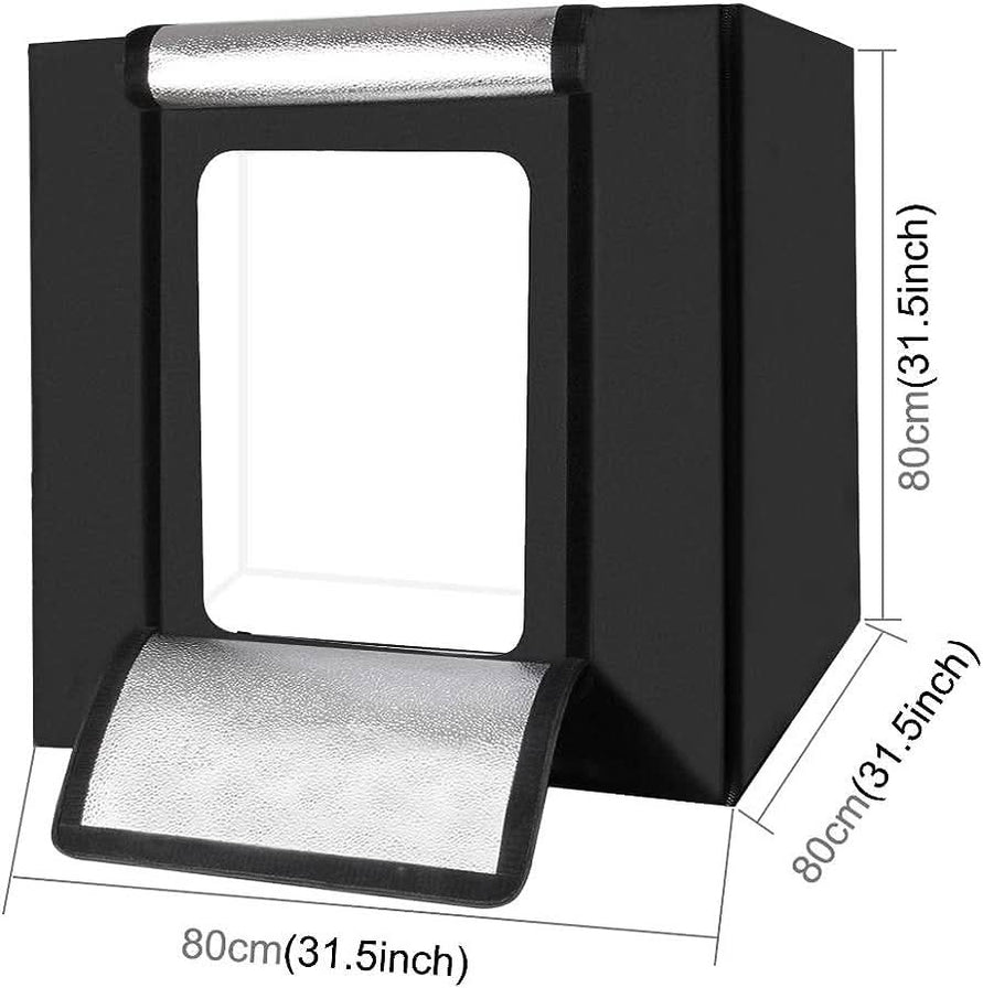 LARGE 80cm Photography Studio Portable LED Light Tent Photo Box + Back ...