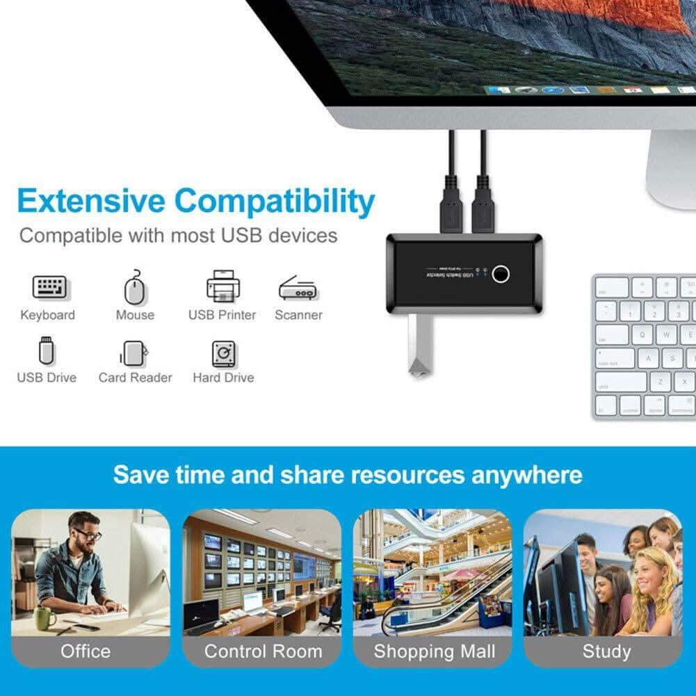 2x4 USB 3.0 Switcher 2 PCs Sharing 4 USB Devices for Keyboard Mouse ...