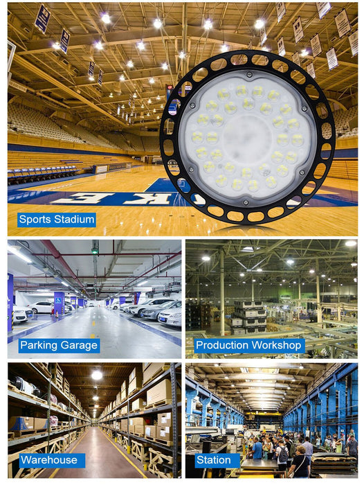 300W LED High Bay Light Low Bay UFO Factory Warehouse Industrial Light ...