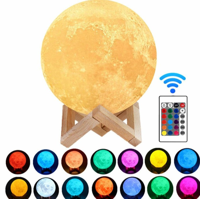 3D Magical Moon Lamp USB LED Night Light Moonlight Touch Sensor 16Colo ...