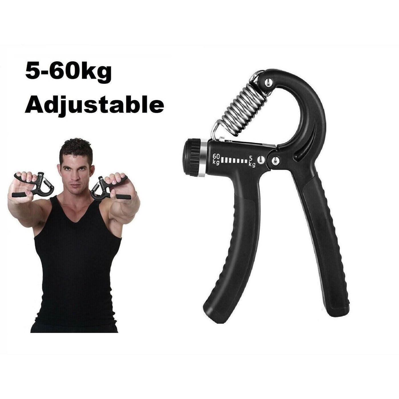 5-60Kg Adjustable Power Hand Grip Forearm Exerciser Gripper Strengthen ...