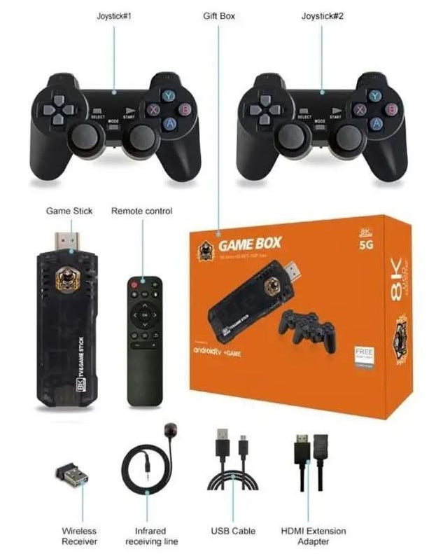 8K Video Quad-core Android TV Box 10000+ Game Console Retro Stick Dual ...