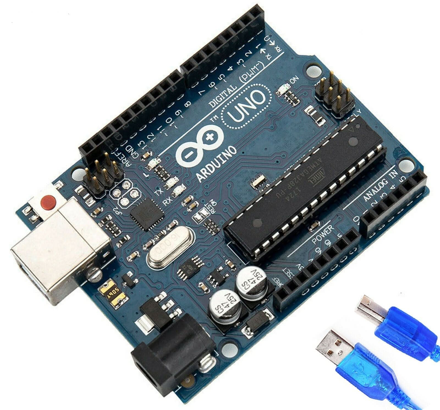 Arduino Compatible Generic Uno R3 Atmel ATmega328 Microcontroller Board With USB Cable - Battery ...