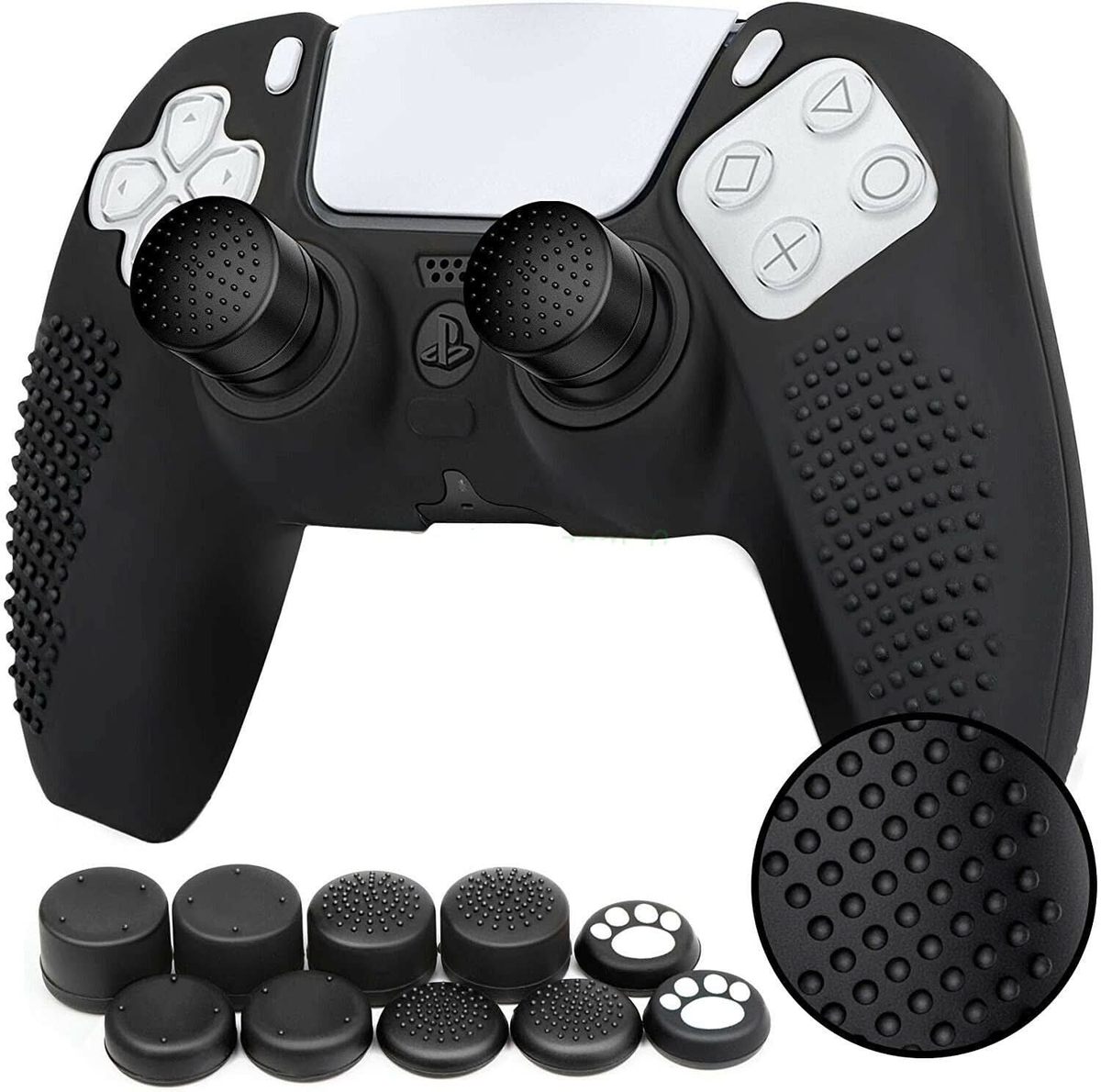 Silicone Skin Case Cover and 10 Grip Caps For Sony PS5 PlsyStation 5 C ...