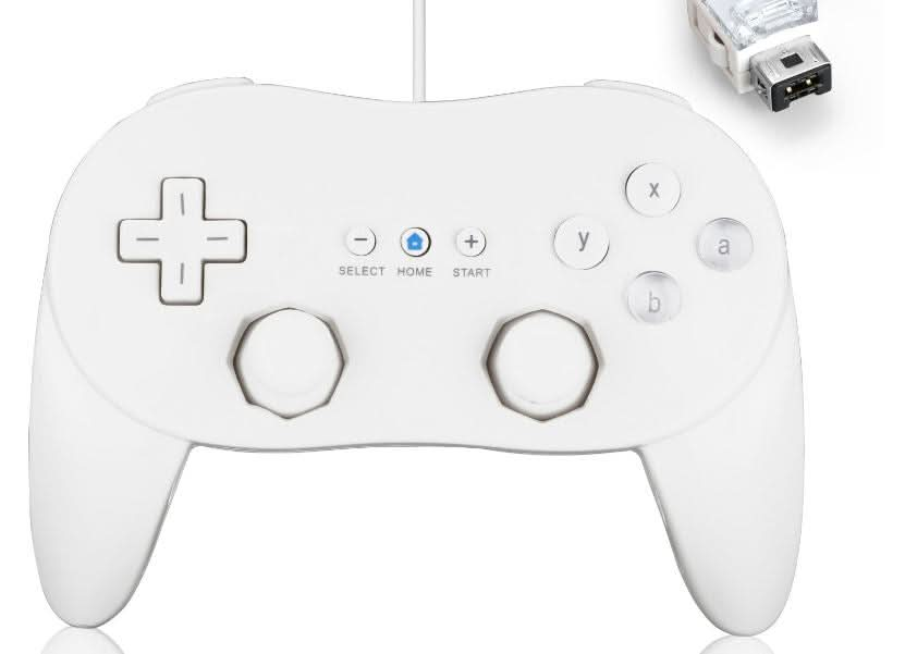 Classic Pro Wired Controller For Wii White Gamepad Joypad — Battery Mate
