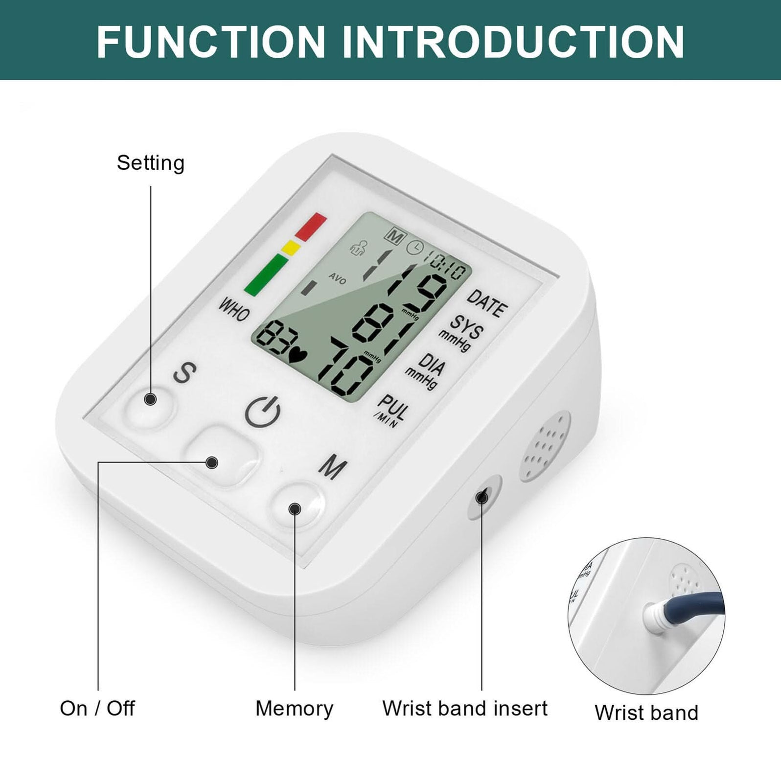 Digital Blood Pressure Monitor Upper Arm Automatic Machine Heart Rate ...