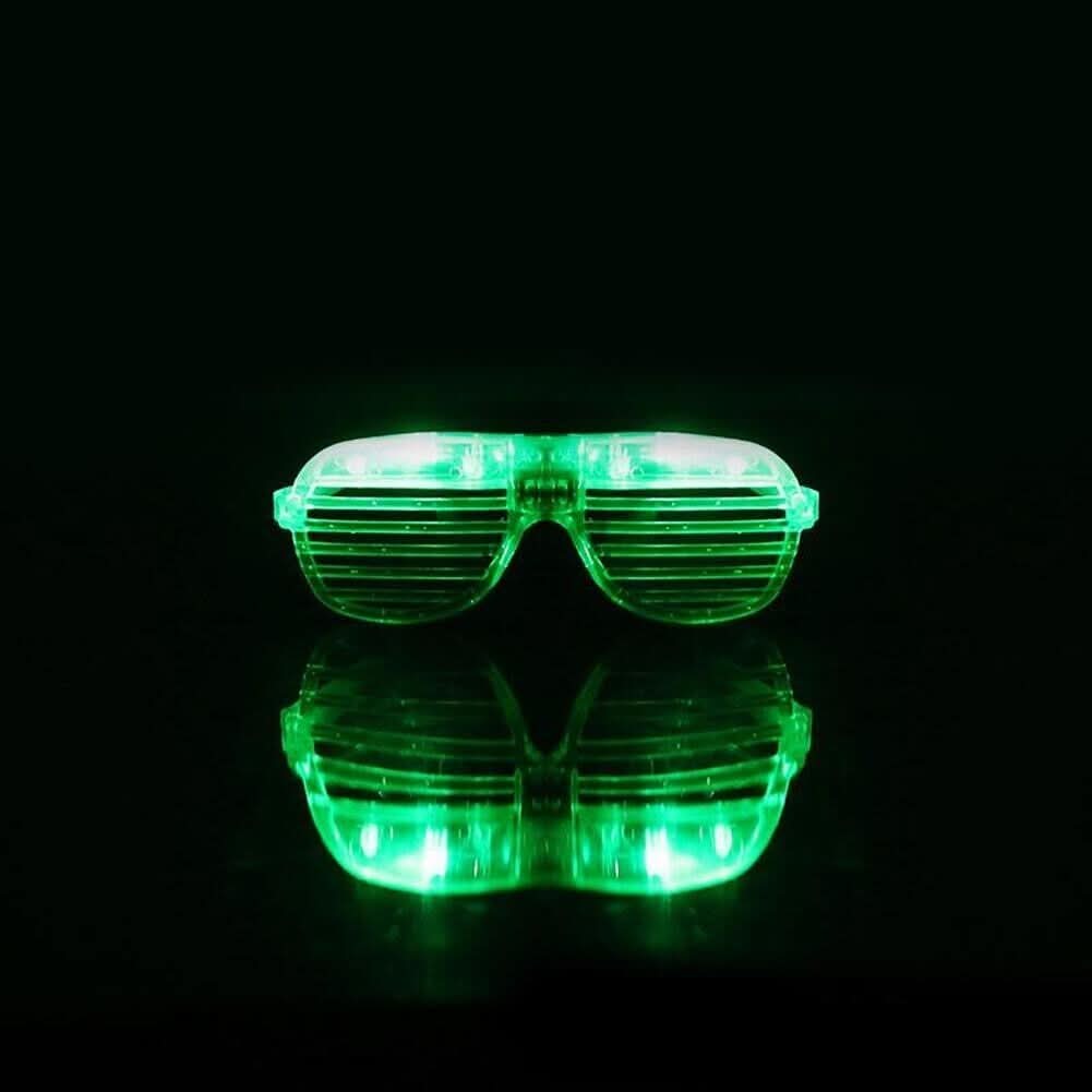 Green LED Glasses Light Up Shutter Shades Sunglasses Glow In The Dark ...