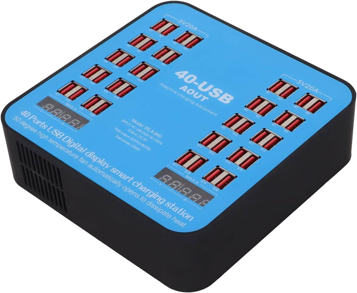 40 Ports USB Fast Charging Station 200W Universal Charger with LCD Dig ...