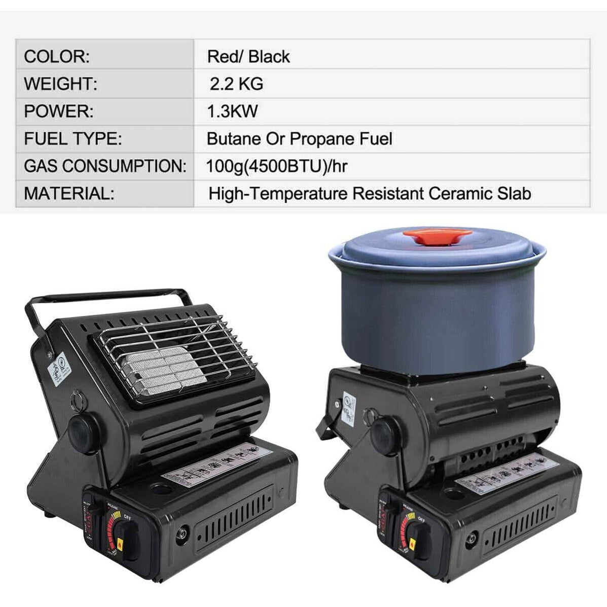 Portable Butane Gas Heater Camping Camp Tent Outdoor Hiking Camper ...