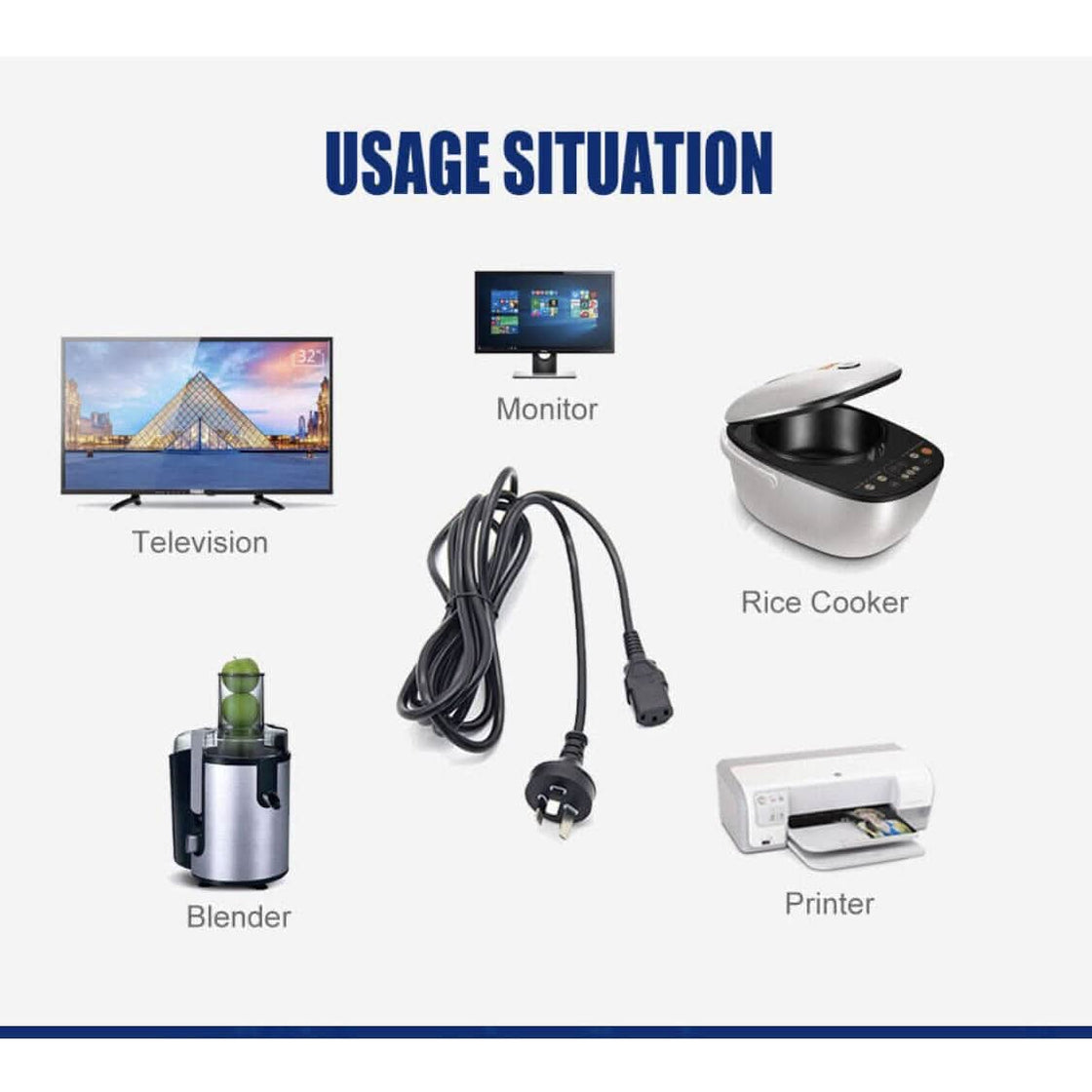 Power Cord Lead Cable 3 PIN AU 250V 10A For PC Computer TV Monitor Pri ...