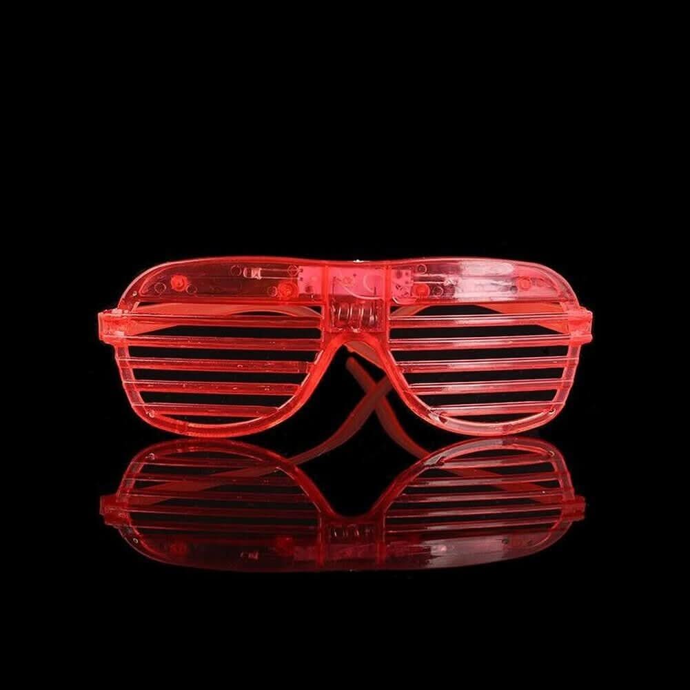 Red LED Glasses Light Up Shutter Shades Sunglasses Glow In The Dark Ne ...