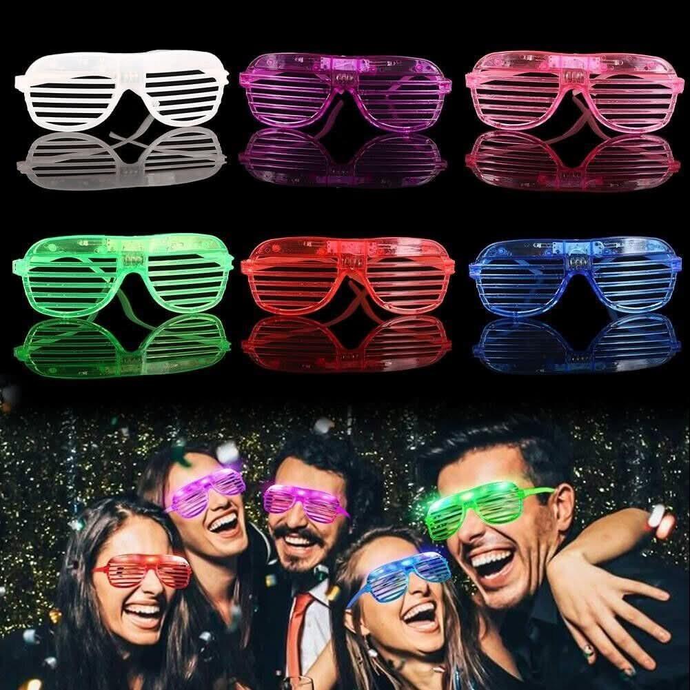 Red LED Glasses Light Up Shutter Shades Sunglasses Glow In The Dark Ne ...