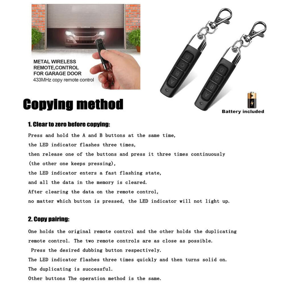 Universal 433MHZ Remote Control Garage Door Gate Car Cloning Wireless ...