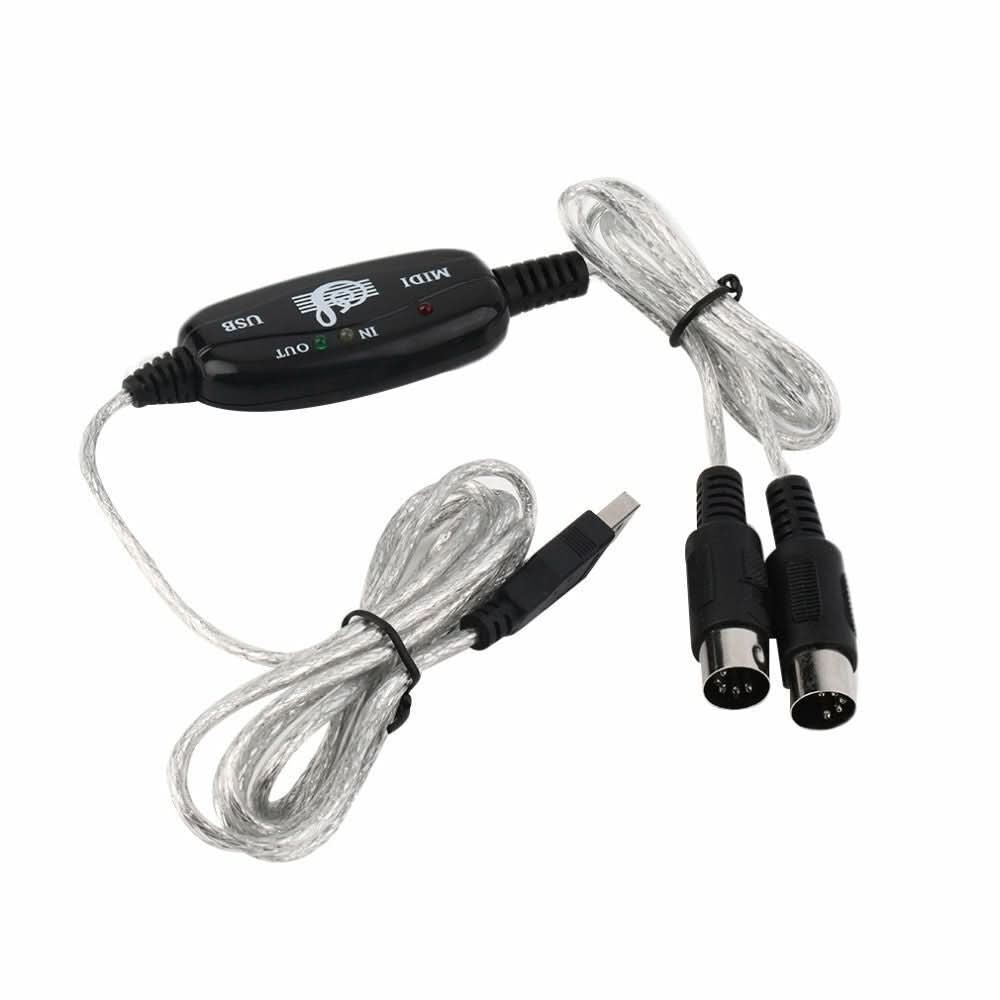 USB IN-OUT MIDI Interface Cable Converter PC to Music Keyboard Adapter ...