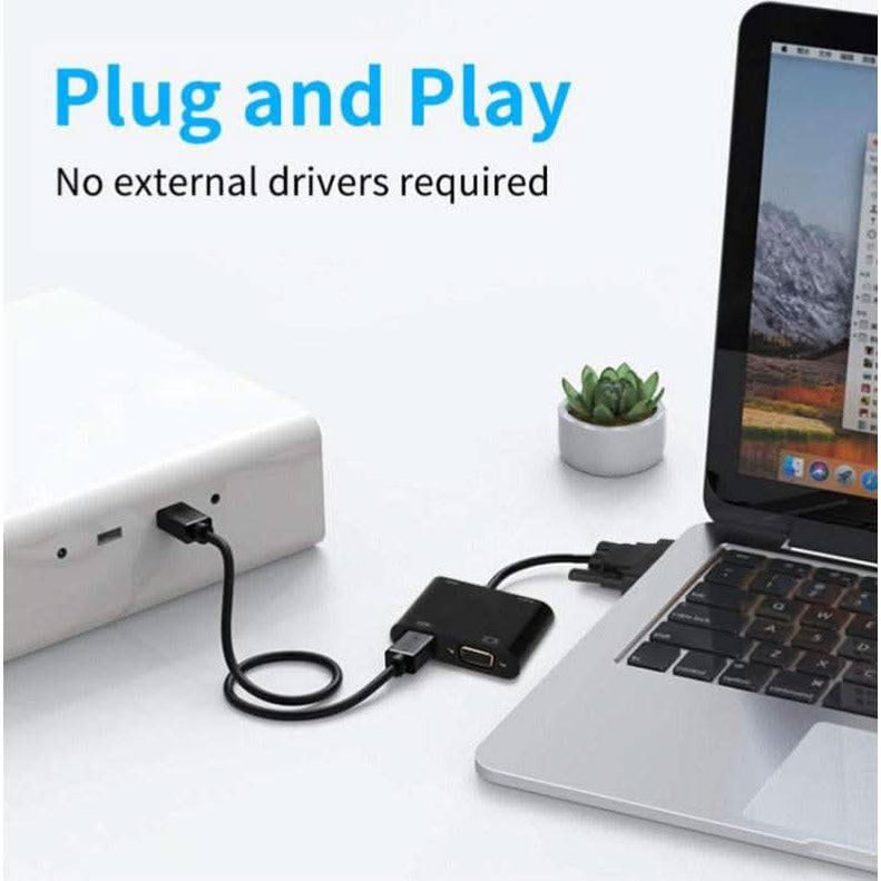VGA to HDMI VGA Adapter Dual Display 1080P Converter Splitter with Cha ...