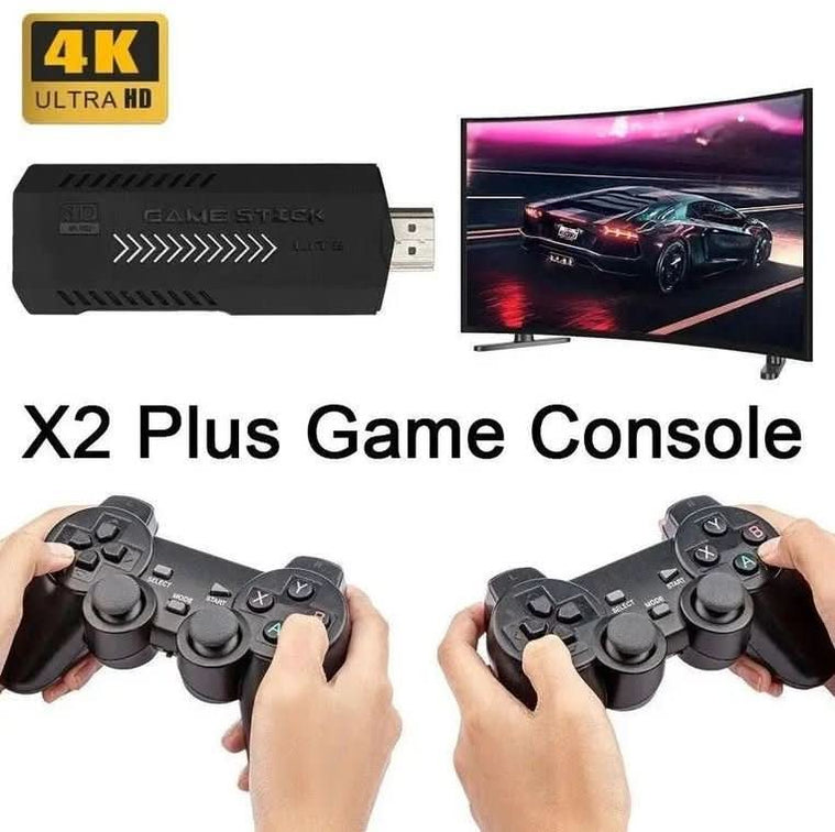 X2 Plus Upgraded Game Stick Retro Console Double Wireless Controller 4 ...